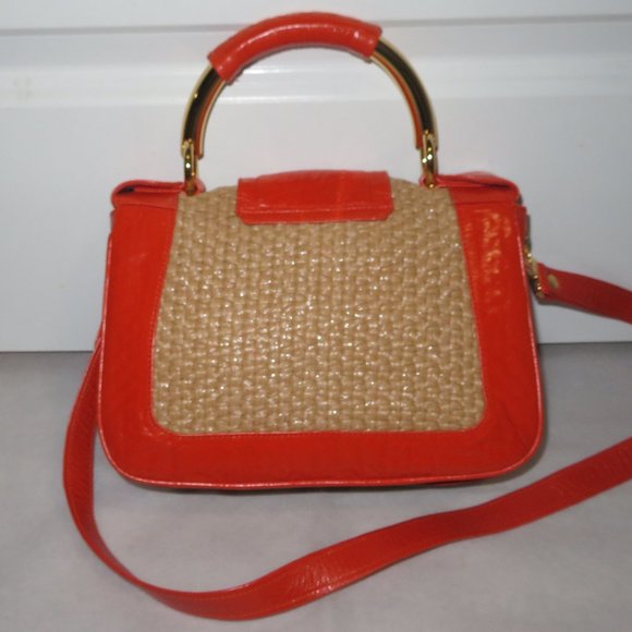 Rada | Bags | Rada Leather Woven Straw Top Handle Shoulder Bag | Poshmark